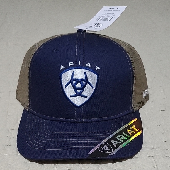 Ariat | Accessories | Nwt Ariat Navy And Tan Trucker Hat Osfm | Poshmark